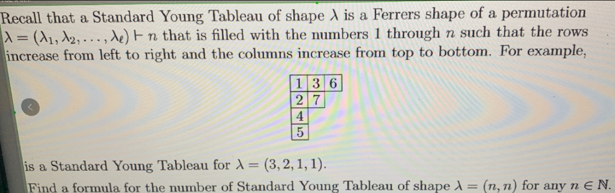 Recall that a Standard Young Tableau of shape is a | Chegg.com