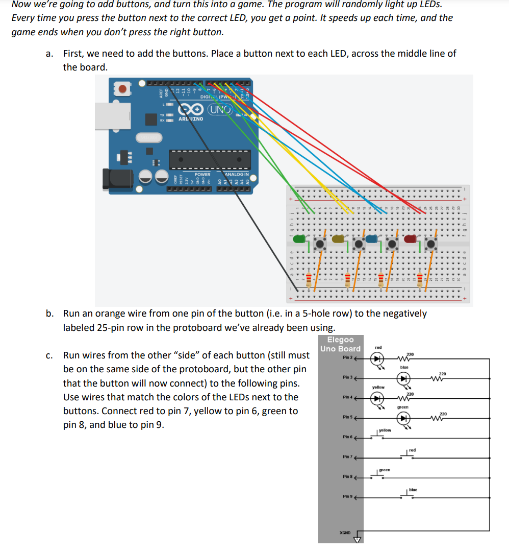 Solved We're going to connect four LEDs (with resistors) and | Chegg.com