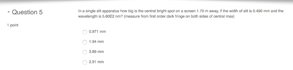 Solved In a single slit apparatus how big is the central | Chegg.com