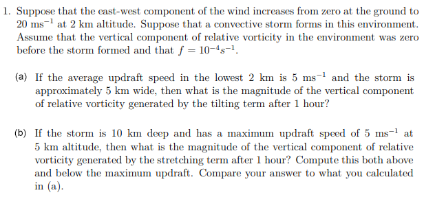 Solved Suppose that the east-west component of the wind | Chegg.com