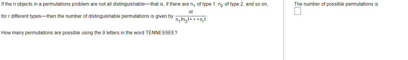 Solved If the n objects in a permutations problem are not | Chegg.com