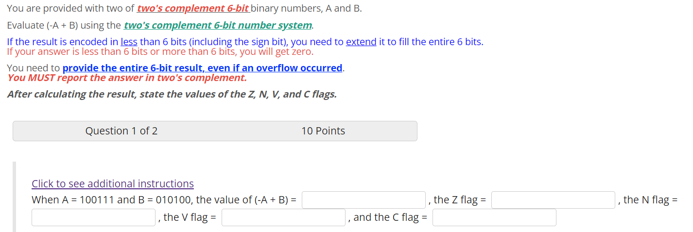 Solved You are provided with two of two's complement 6-bit | Chegg.com