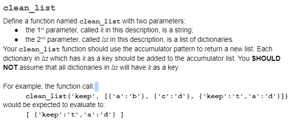 Solved clean_list Define a function named clean_list with | Chegg.com