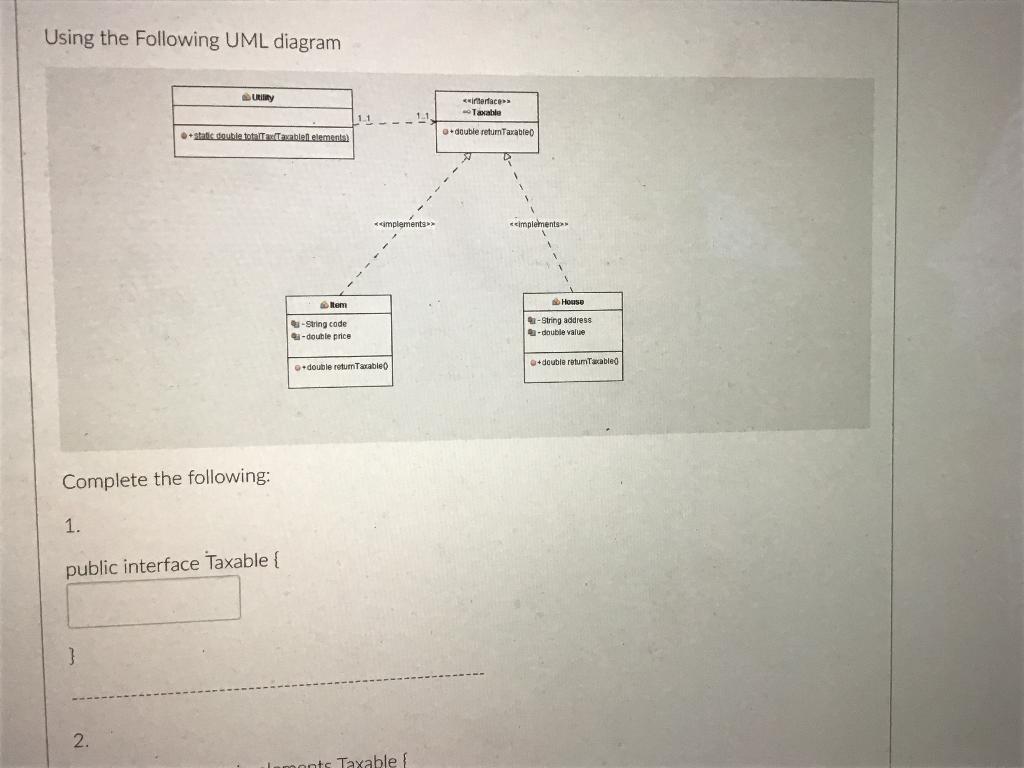 Solved Using the Following UML diagram Utility static double | Chegg.com