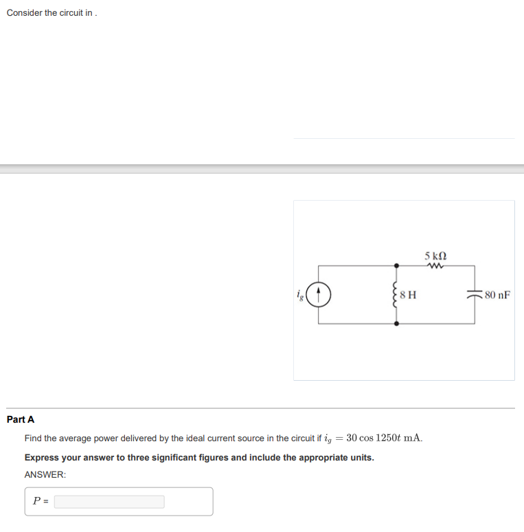 Solved Consider the circuit in . Part A Find the average | Chegg.com
