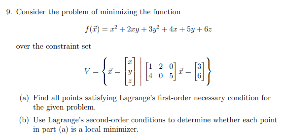 Solved 9. Consider the problem of minimizing the function f) | Chegg.com