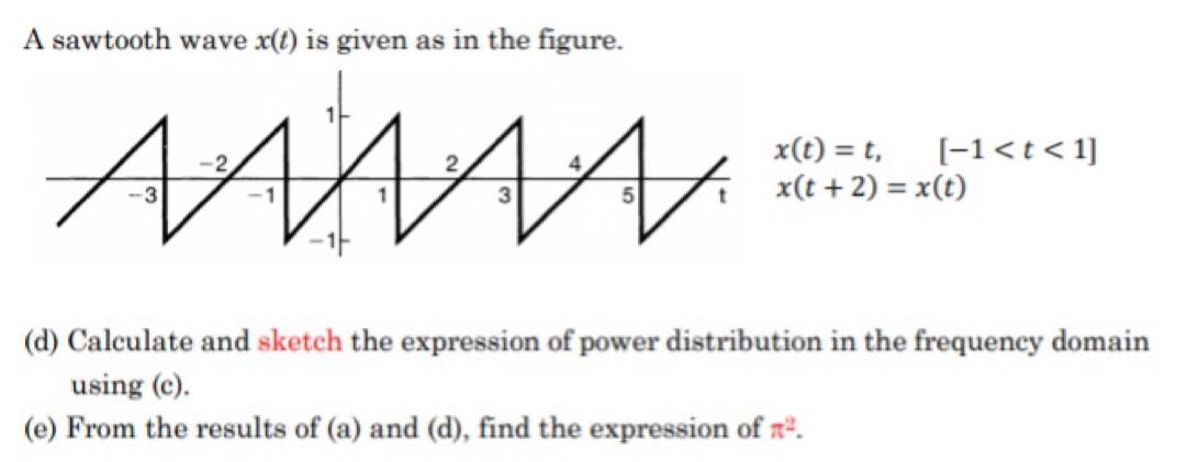 A sawtooth wave x(t) is given as in the figure. AM | Chegg.com