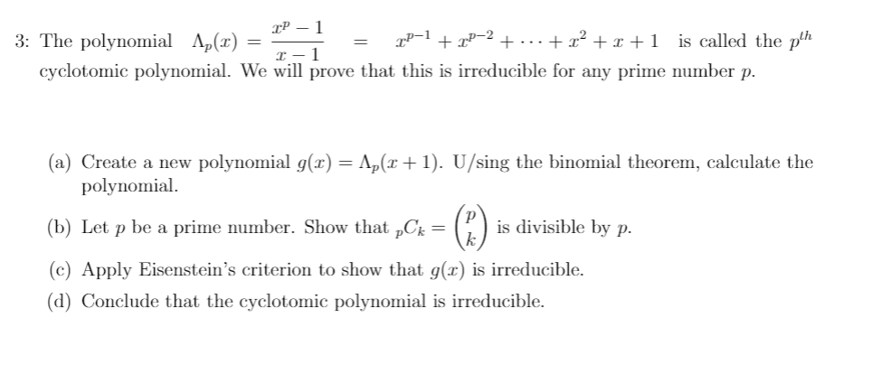 Solved Rings and polynomials class. Please answer all parts | Chegg.com