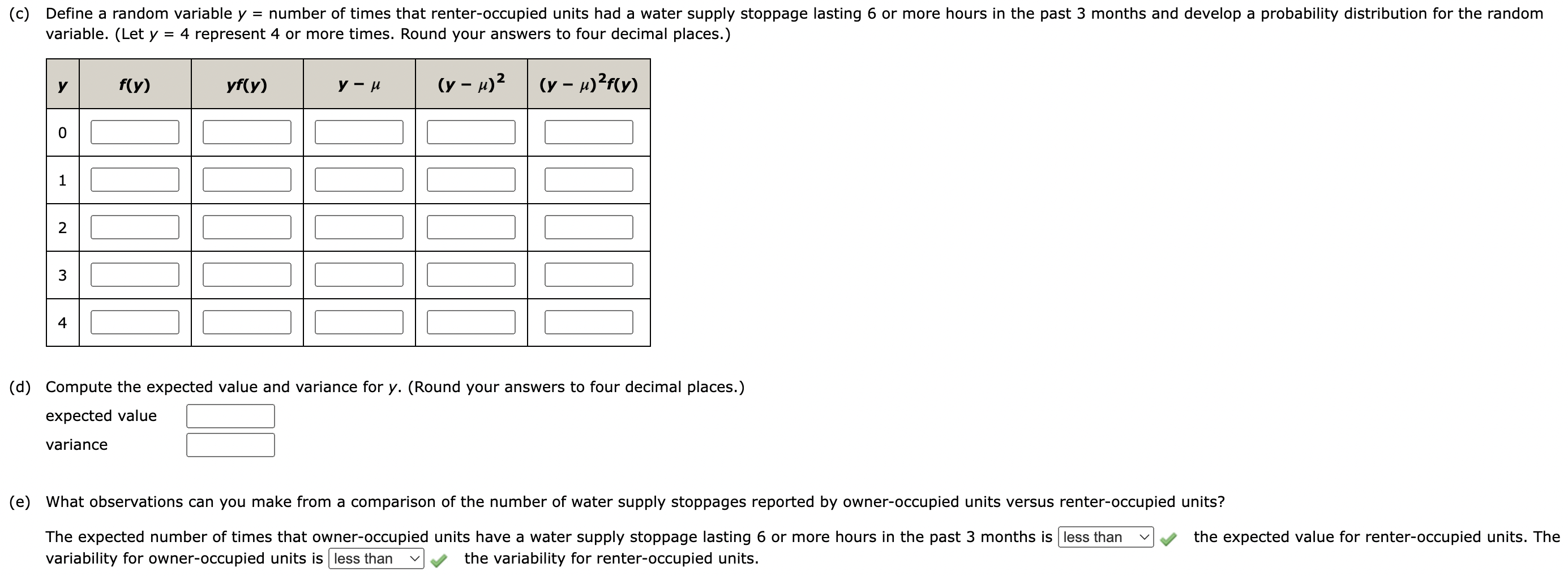 Solved variable. (Let x=4 represent 4 or more times. Round | Chegg.com