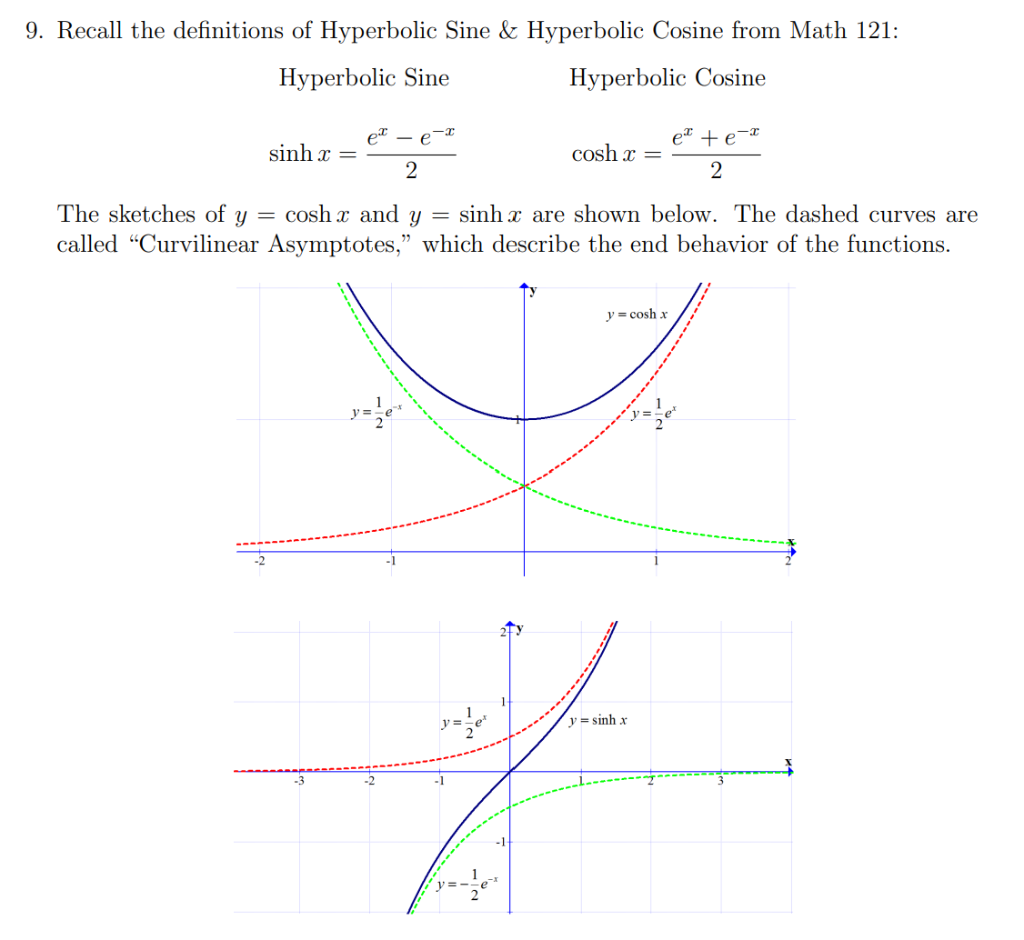 Solved 9. Recall the definitions of Hyperbolic Sine & | Chegg.com
