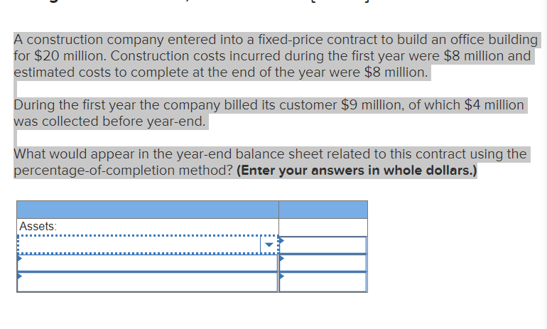Solved A construction company entered into a fixed-price | Chegg.com