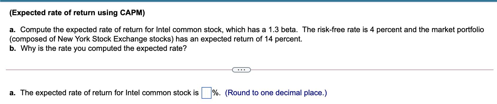 Solved (Expected rate of return using CAPM) a. Compute the | Chegg.com