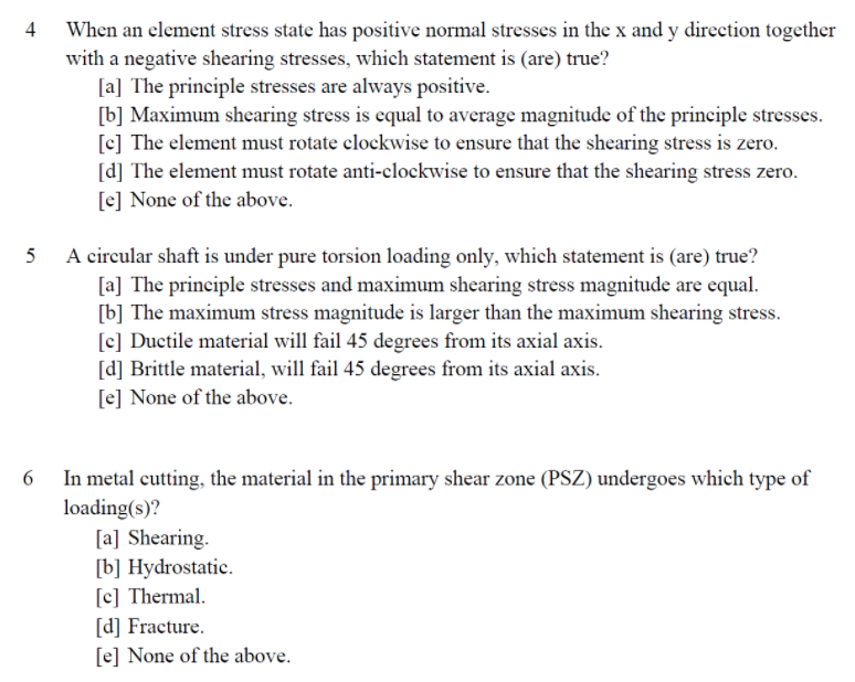 Solved 4 When an element stress state has positive normal | Chegg.com