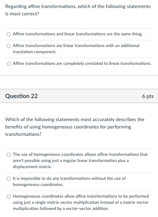 Solved Regarding affine transformations, which of the | Chegg.com
