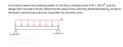 Solved If an interior beam has a tributary width of 10.0 | Chegg.com