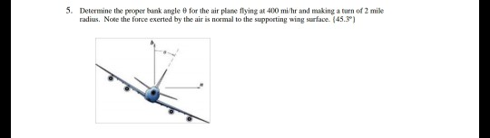 Solved 5. Determine the proper bank angle θ for the air | Chegg.com