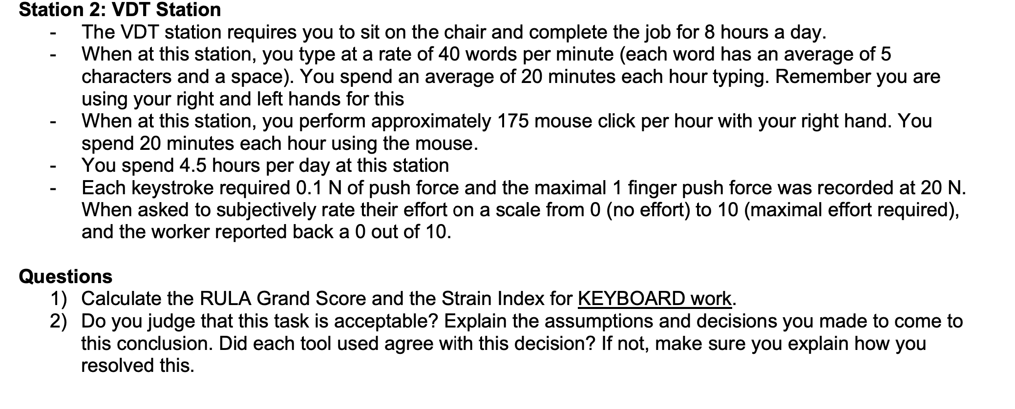 Station 2: VDT Station The VDT station requires you | Chegg.com
