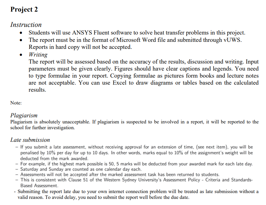 Solved Instruction - Students will use ANSYS Fluent software | Chegg.com