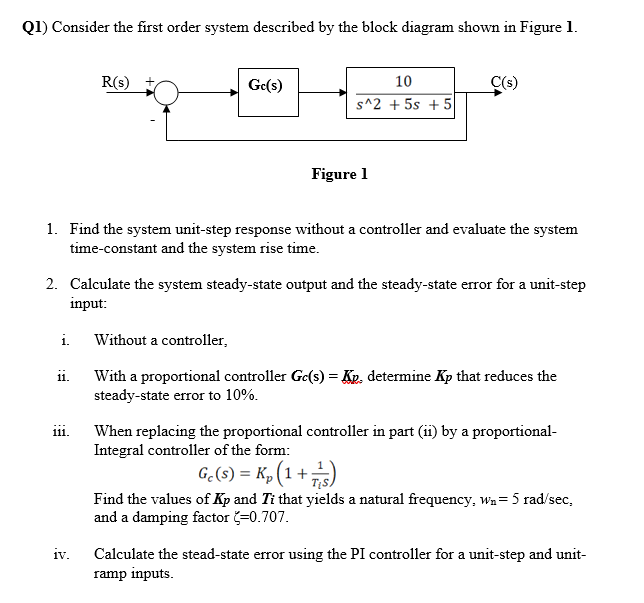 Solved 21) Consider the first order system described by the | Chegg.com