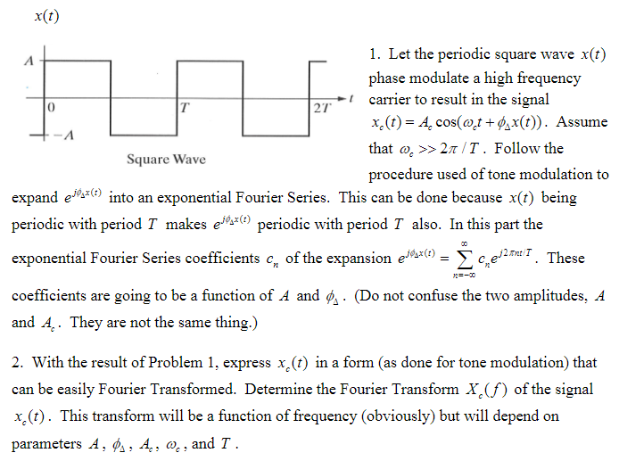 Solved x(t) 2 A 1. Let the periodic square wave x(t) phase | Chegg.com