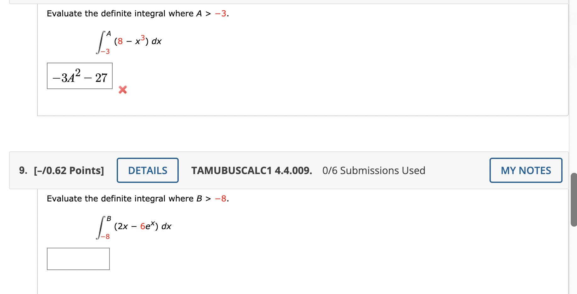 Solved Evaluate the definite integral where A>−3. | Chegg.com