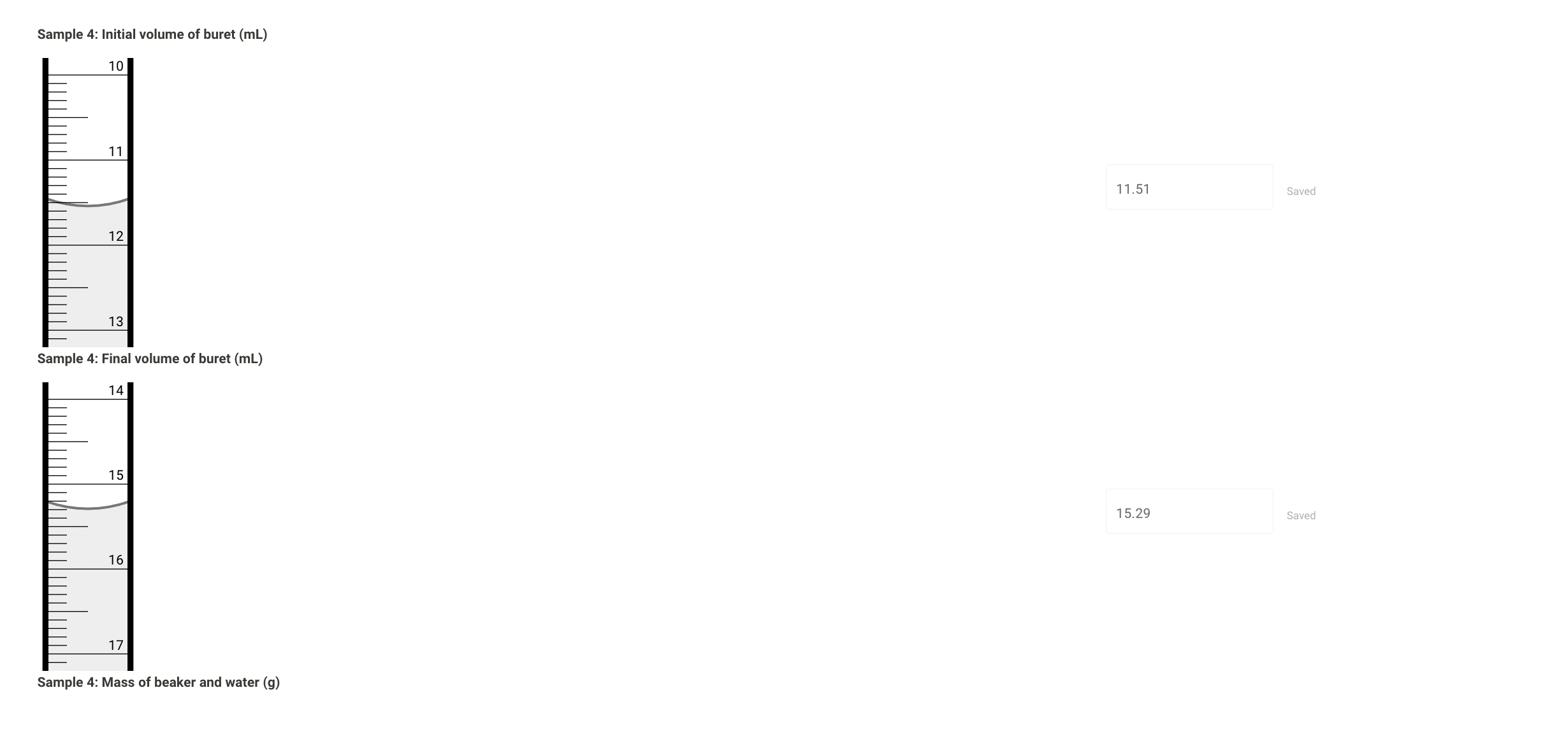 Solved Sample 3: Initial volume of buret (mL) Sample 3: | Chegg.com