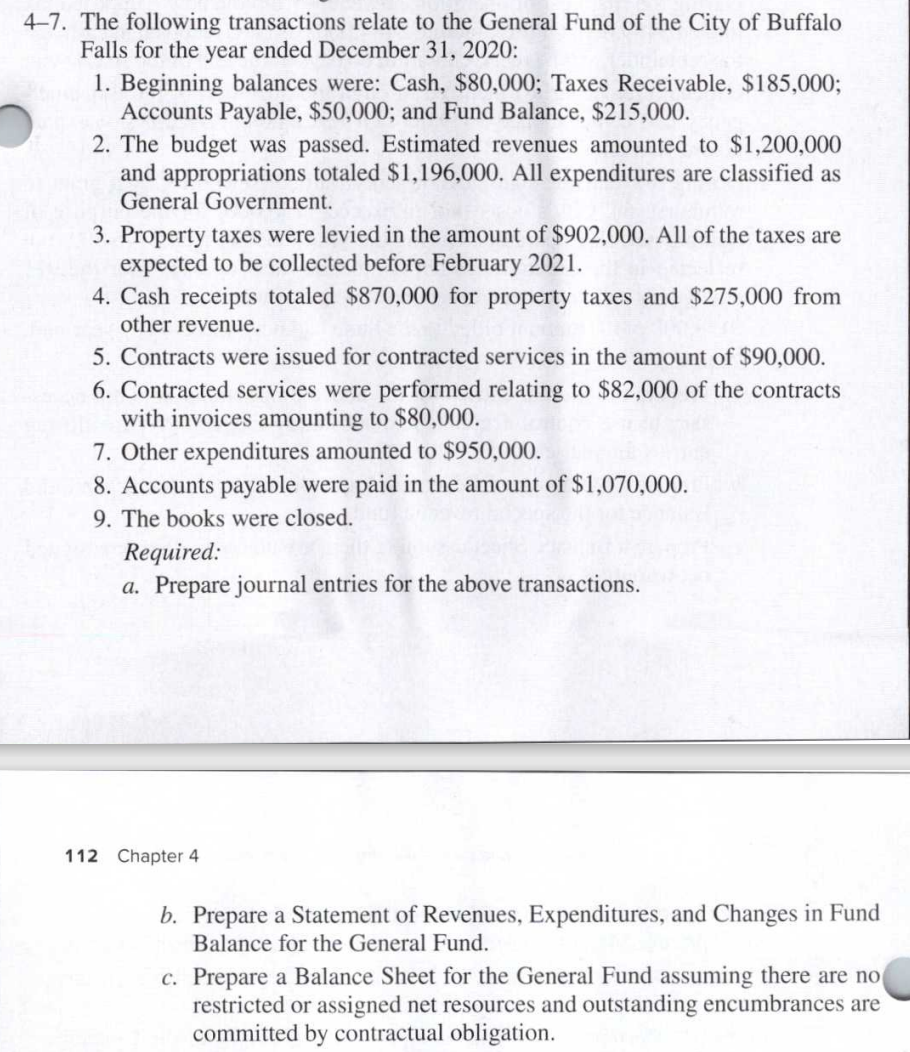 Solved 4-7. The following transactions relate to the General | Chegg.com