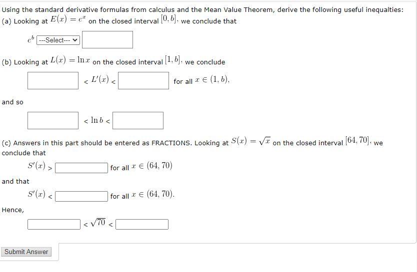 Solved Using the standard derivative formulas from calculus | Chegg.com