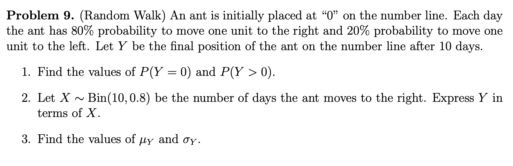 Solved Problem 9. (Random Walk) An ant is initially placed | Chegg.com