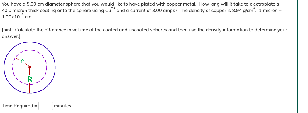 Solved You have a 5.00 cm diameter sphere that you would | Chegg.com