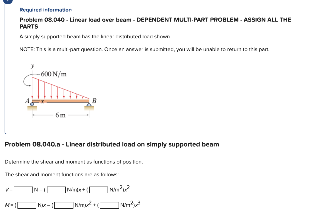 Solved Required information Problem 08.040 - Linear load | Chegg.com