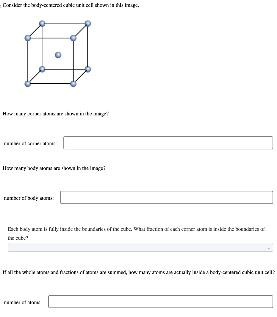 Solved Consider the body-centered cubic unit cell shown in | Chegg.com