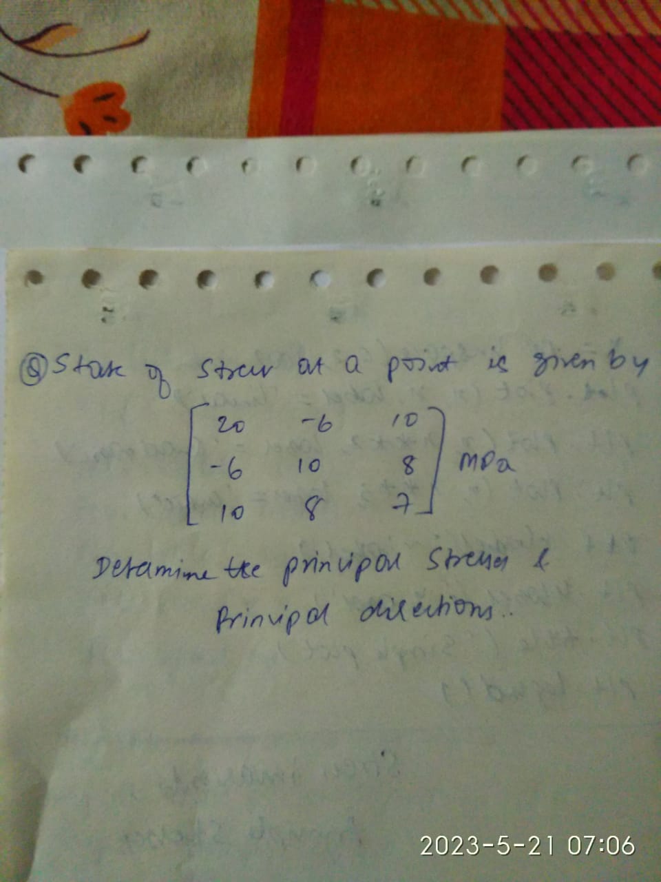 Solved write a matlab code for state of stress at a point is | Chegg.com