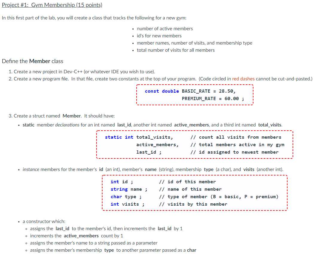 Solved Project #1: Gym Membership (15 points) In this first | Chegg.com