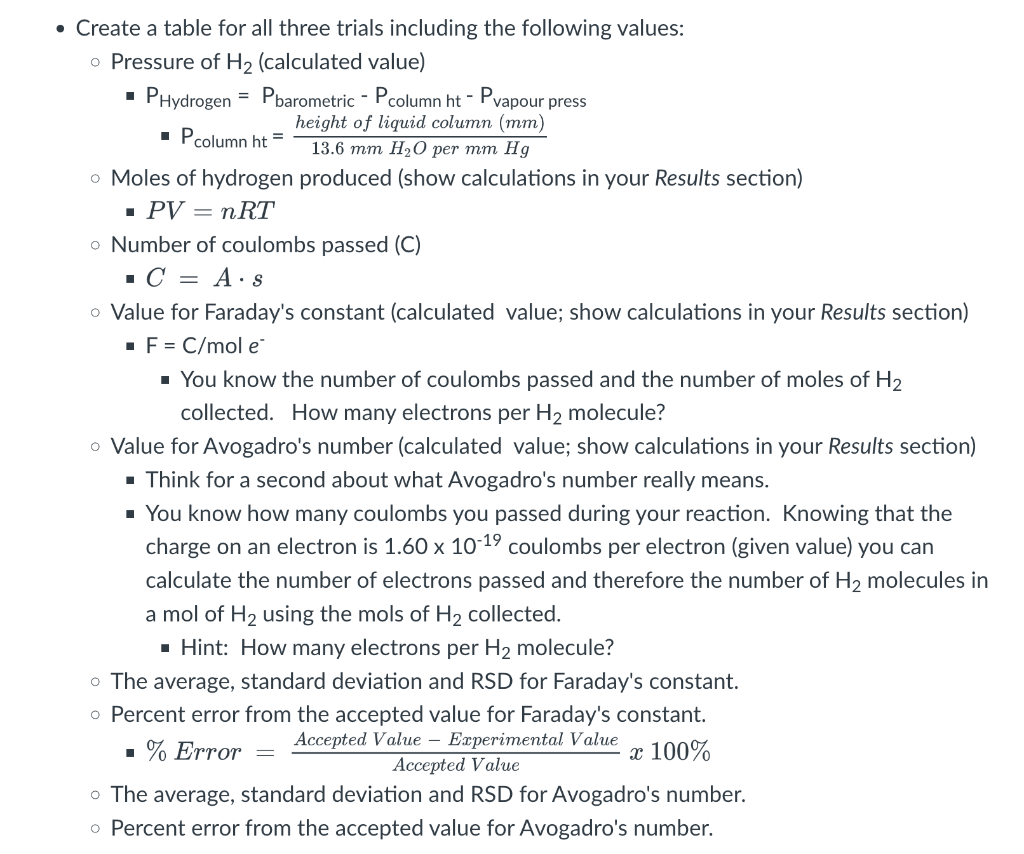 Solved • Create a table for all three trials including the | Chegg.com