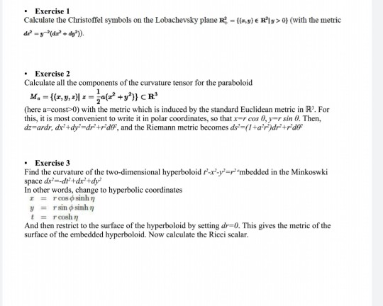 Solved • Exercise 1 Calculate The Christoffel Symbols On The
