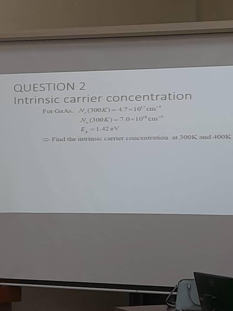 Solved QUESTION 2 Intrinsic carrier concentration For Gase | Chegg.com