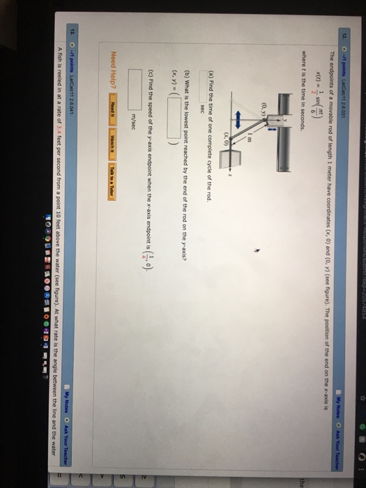 Solved The endpoints of a movable rod of length 1 meter have | Chegg.com