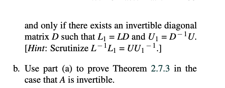 Solved a. Let L and L1 be invertible lower triangular | Chegg.com