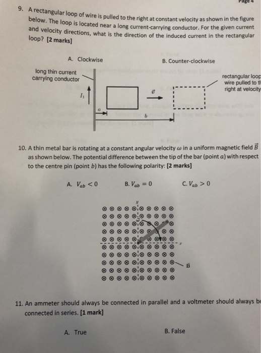 Solved Page 9. A rectangular loop of wire is pulled to the | Chegg.com