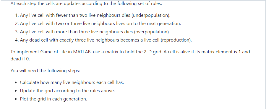 Solved Game of Life is a world that consists of an infinite, | Chegg.com