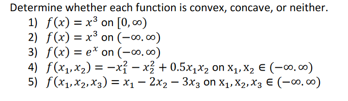 Solved Determine whether each function is convex, concave, | Chegg.com