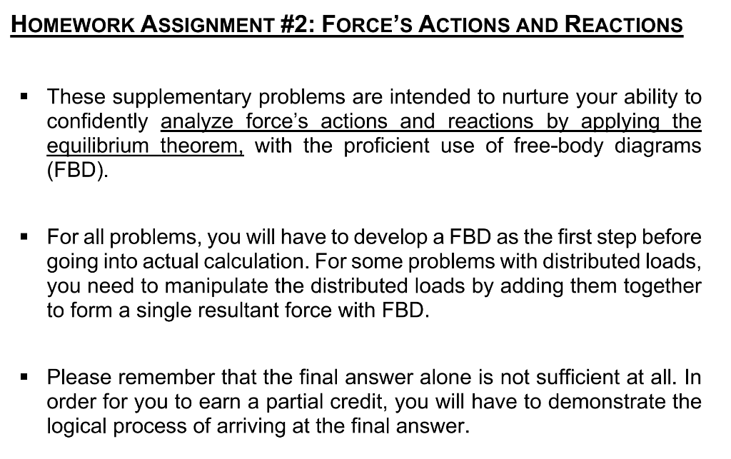 Solved HOMEWORK ASSIGNMENT #2: FORCE'S ACTIONS AND REACTIONS | Chegg.com