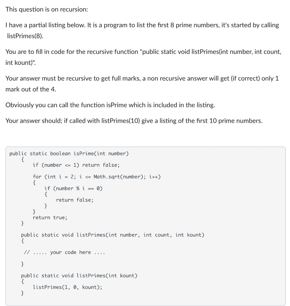 Solved This question is on recursion: I have a partial | Chegg.com