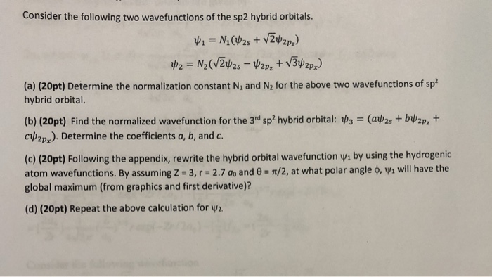 Solved Consider the following two wavefunctions of the sp2 | Chegg.com