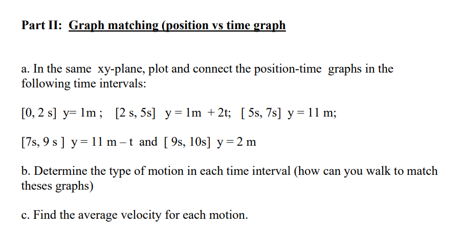 Solved Part II: Graph matching (position vs time graph a. In | Chegg.com