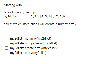 Solved Starting with import numpy as np my | Chegg.com