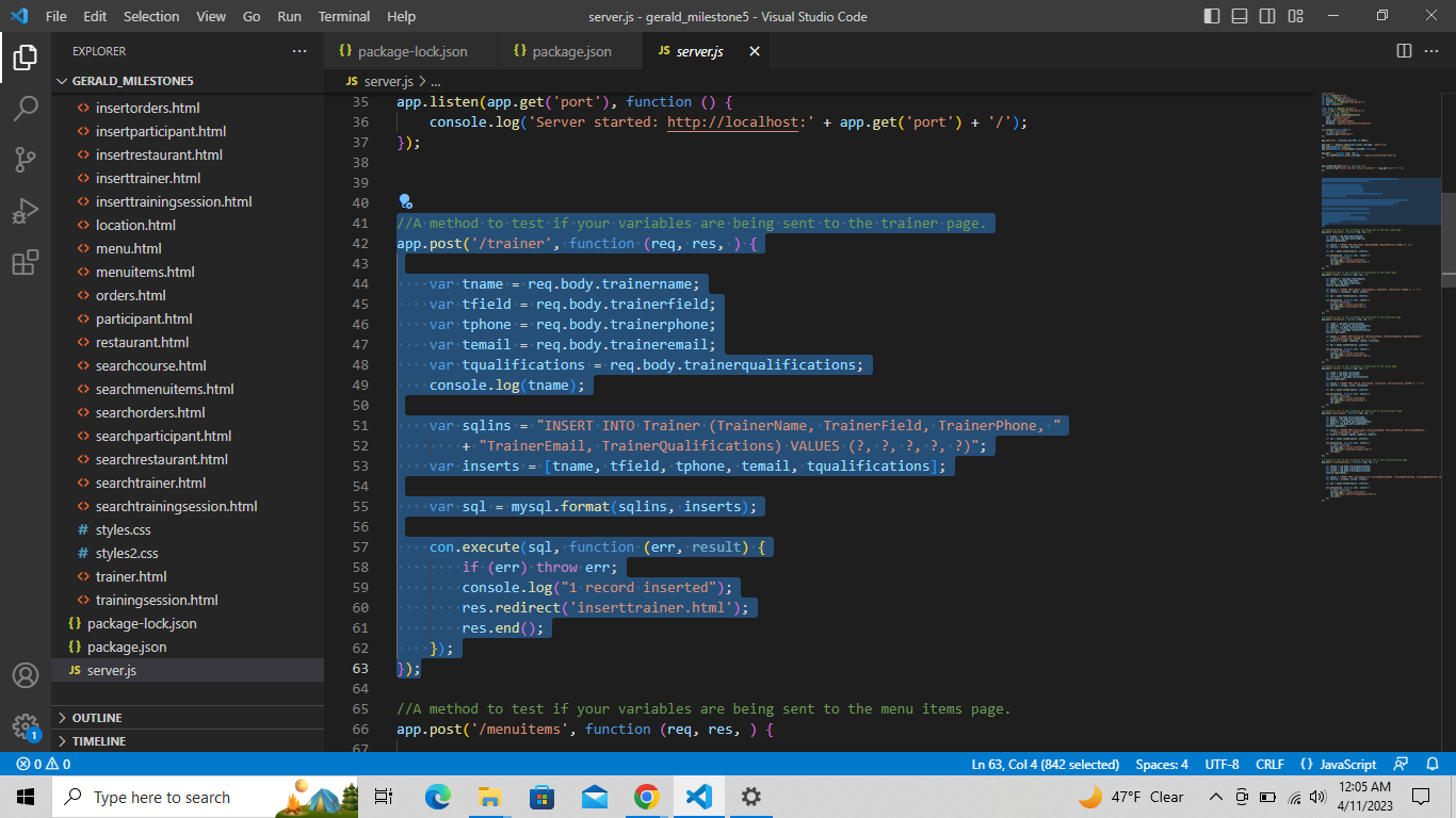 Solved Node.js Help: Can you help me make SELECT statement | Chegg.com