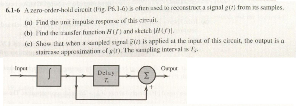 Solved 6.1-6 A zero-order-hold circuit (Fig. P6.1-6) is | Chegg.com