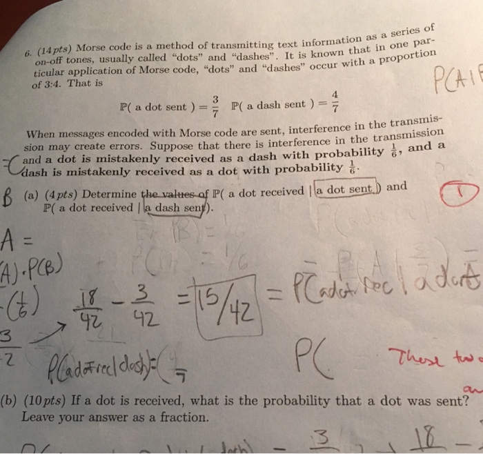 Solved G. (14pts) Morse code is a method of transmitting | Chegg.com